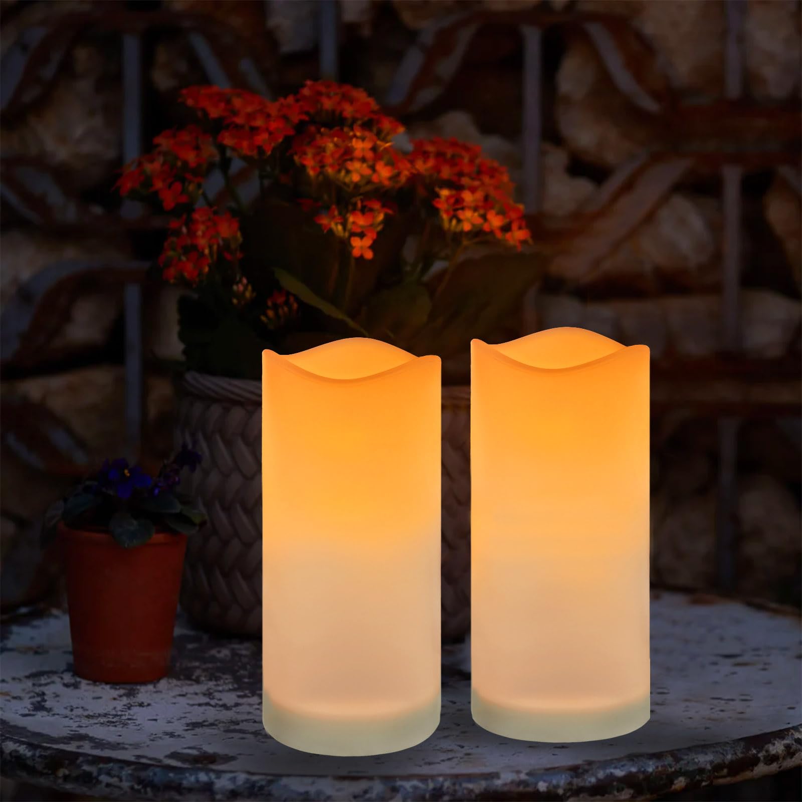 Amazon.com: JOHOO Solar Candles Outdoor Waterproof Set of 2 Flameless ...