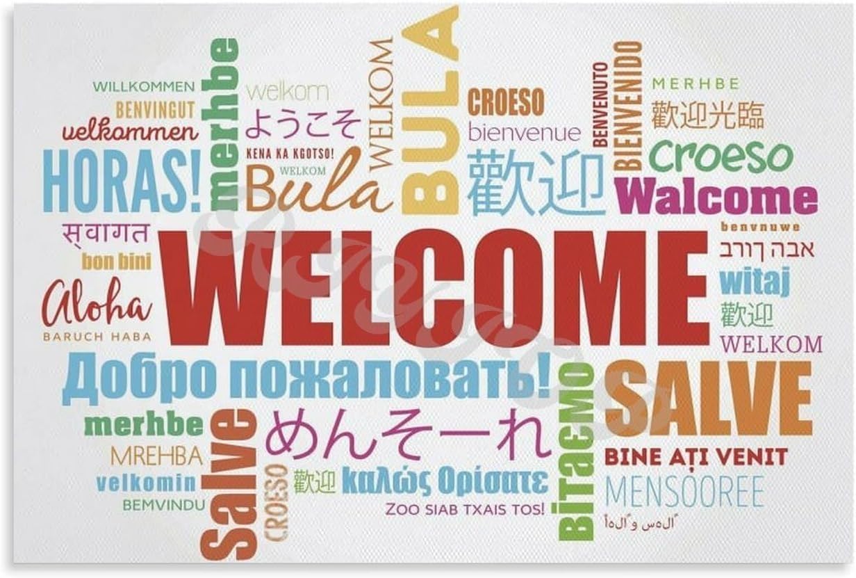 Amazon.com: Welcome Art Poster Welcome in Different Languages ...