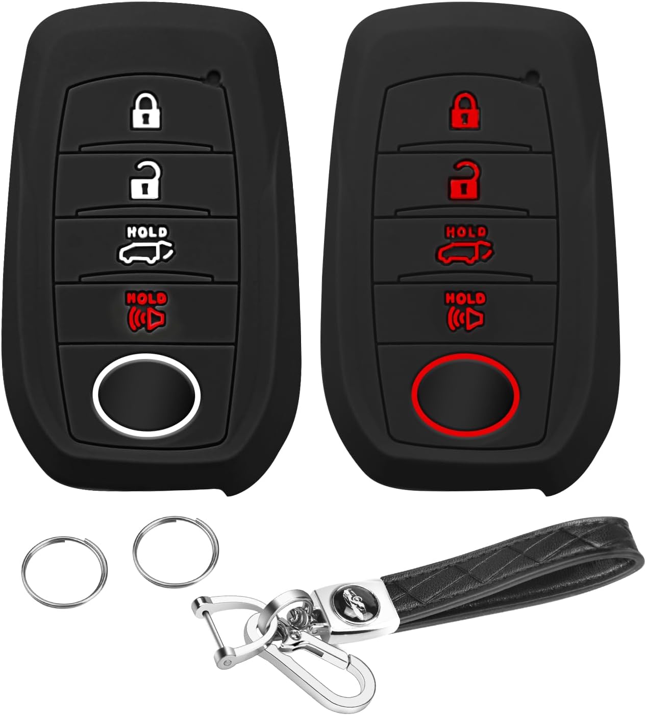 Amazon.com: QBUC 2PCS for Toyota Key Fob Cover, Silicone 4 Button Key ...