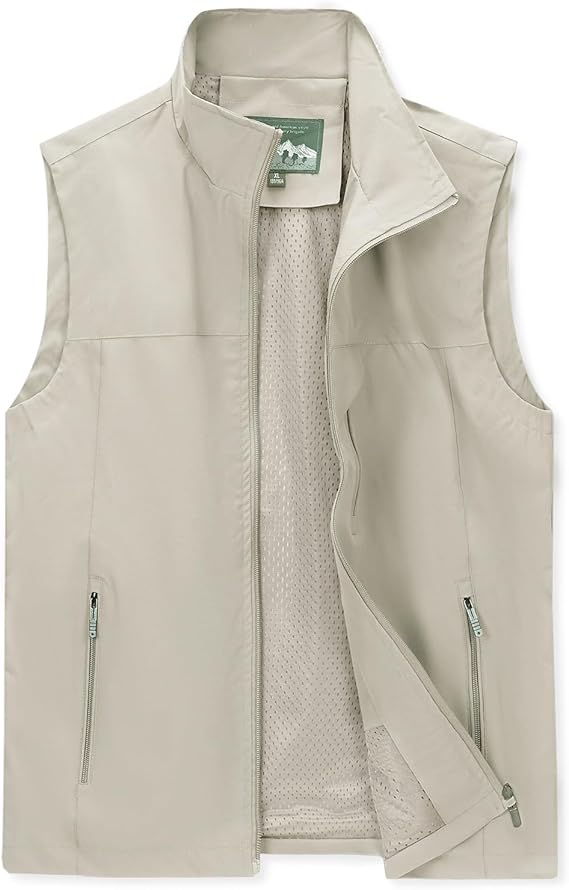 MANLUODANNI Men's Lightweight Vest Sleeveless Outdoor Work Jacket for ...