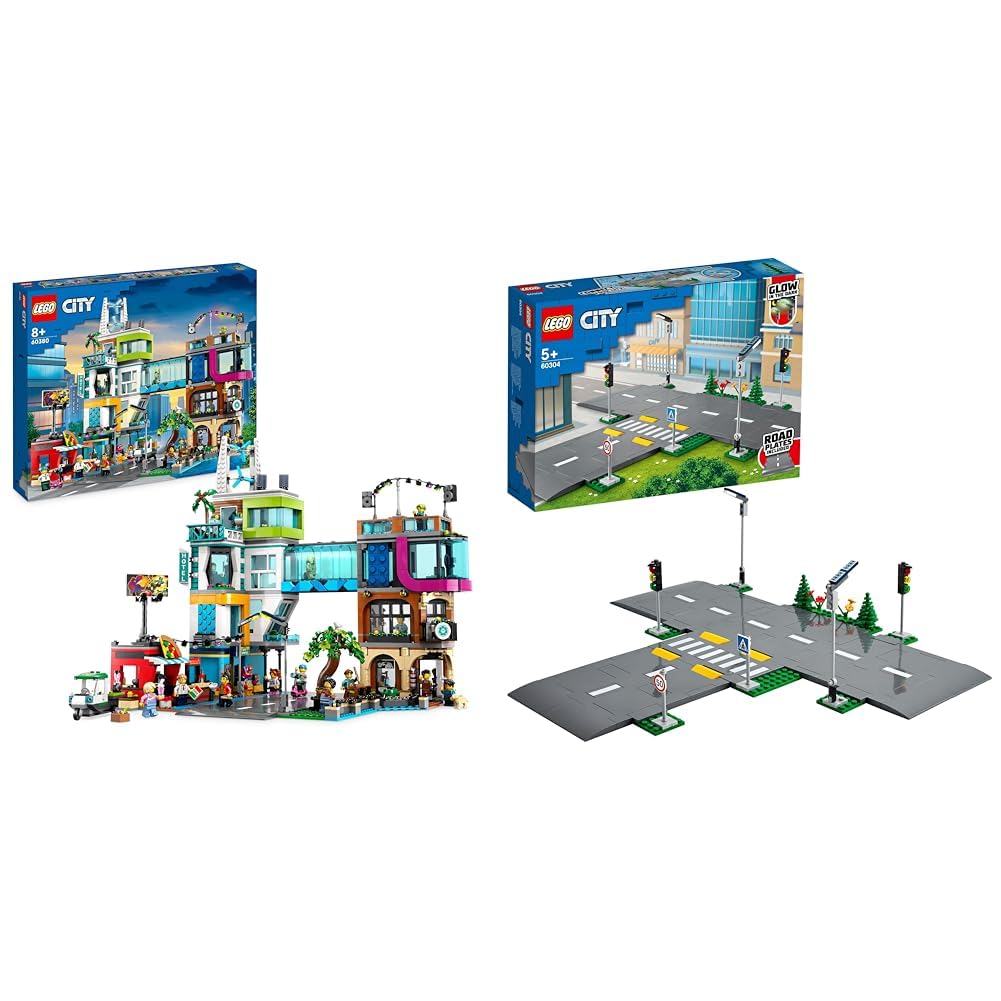 LEGO 60380 City City Centre Set, Model Building Kit & 60304 City Road ...