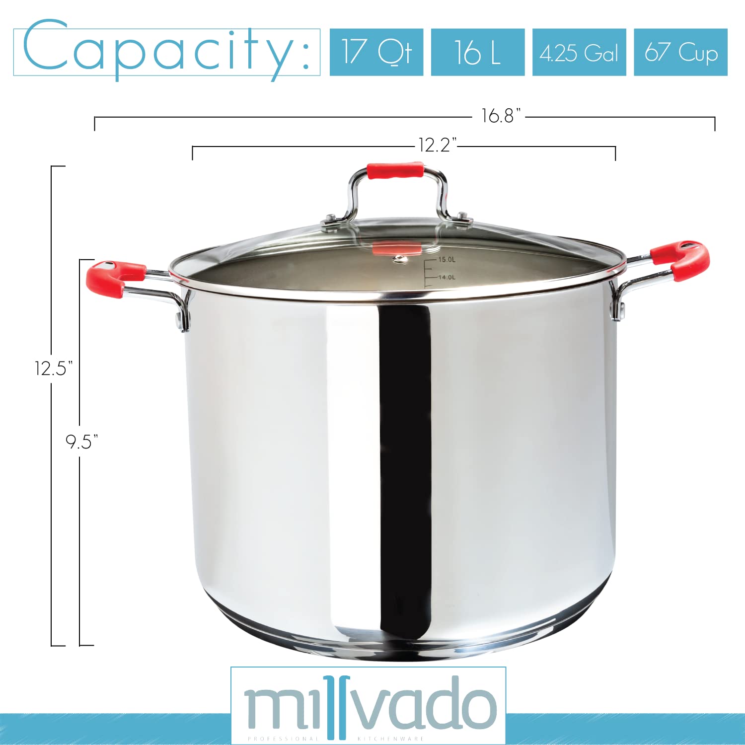 Snapklik.com : Stock Pot, Large Stainless Steel 17 Quart StockPot ...