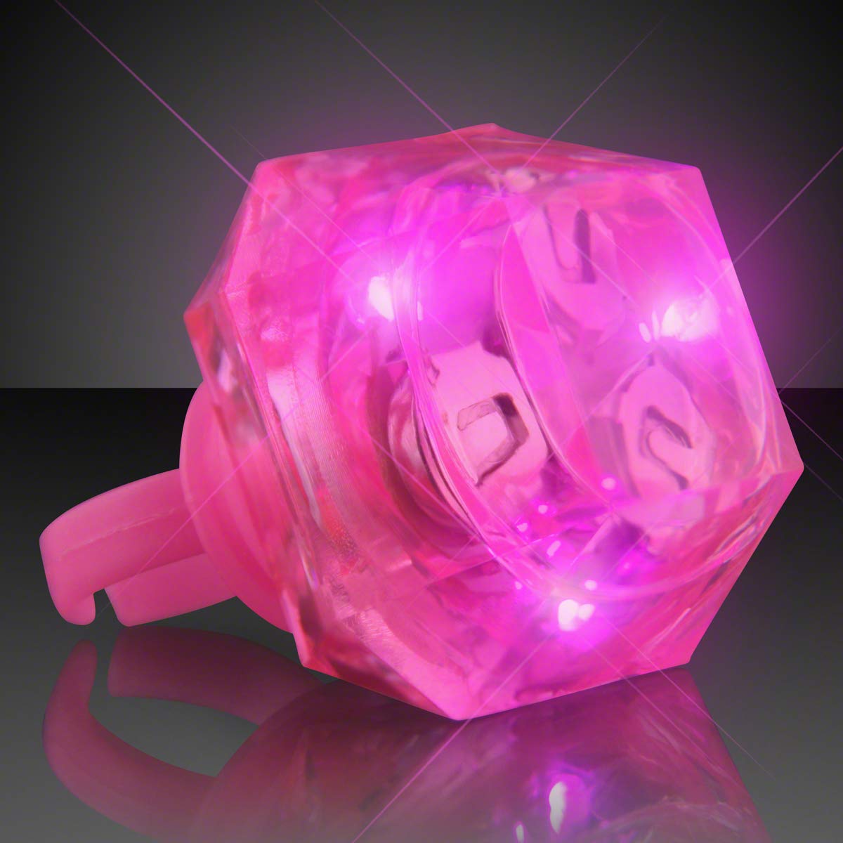 Amazon.com: FlashingBlinkyLights Huge Pink Gem Light Up Rings (Set of ...