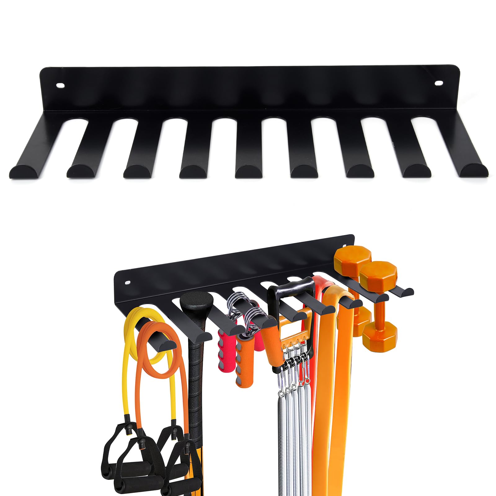 Amazon.com: Gym Equipment Storage Rack with 9 Hook Heavy-Duty Multi ...