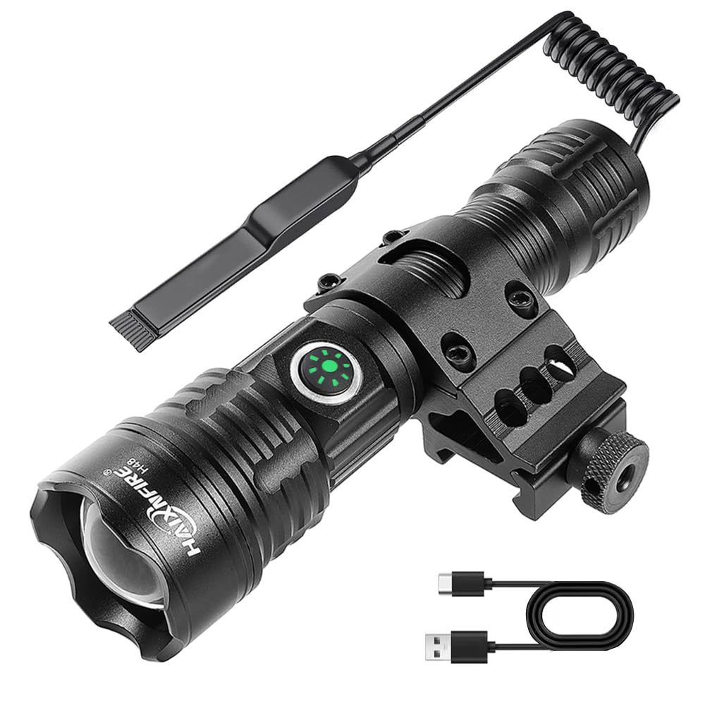 Tactical Flashlight Type C Usb Rechargeable 6000 Lumens Zoomable Led ...