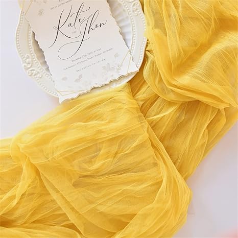 Amazon.com: Joanlody Yellow Cheesecloth Table Runner Christmas 10Ft ...