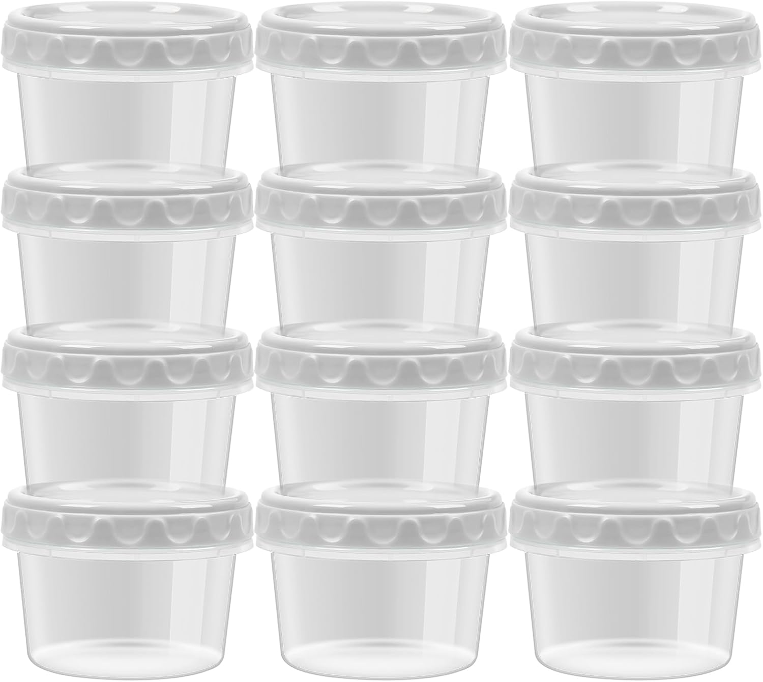 Amazon｜8 oz Plastic Containers with Lids 12-pack Food Storage Container ...