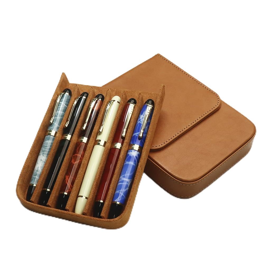 Amazon.com: 6Slots Leather Fountain Pen Case Collector Organizer ...