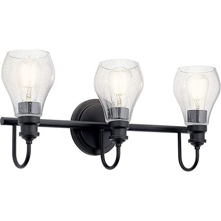 Amazon.com: Kichler 45497BK Crosby Vanity, 3-Light 300 Total Watts ...