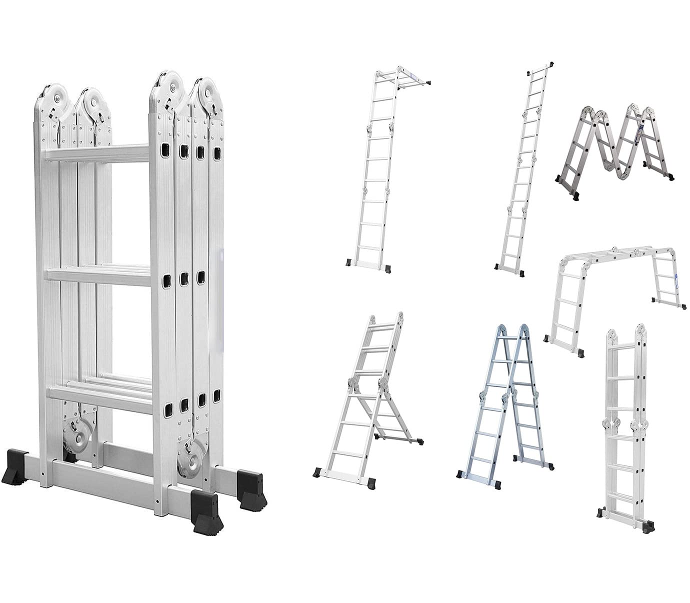 Buy SUNRISE Folding Ladder Multi-Purpose Aluminum Extension Ladder, 7 ...