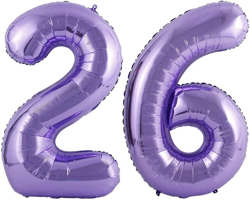Amazon.com: Number 26 Purple Foil Jumbo Digital Mylar Balloons, 40inch ...
