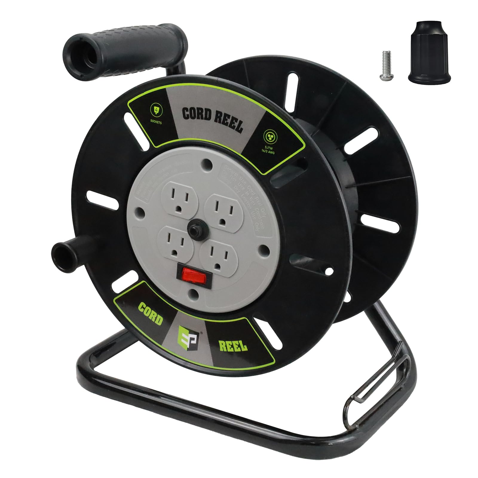 Amazon.com: EP Extension Cord Storage Reel with 4-Grounded Outlets ...