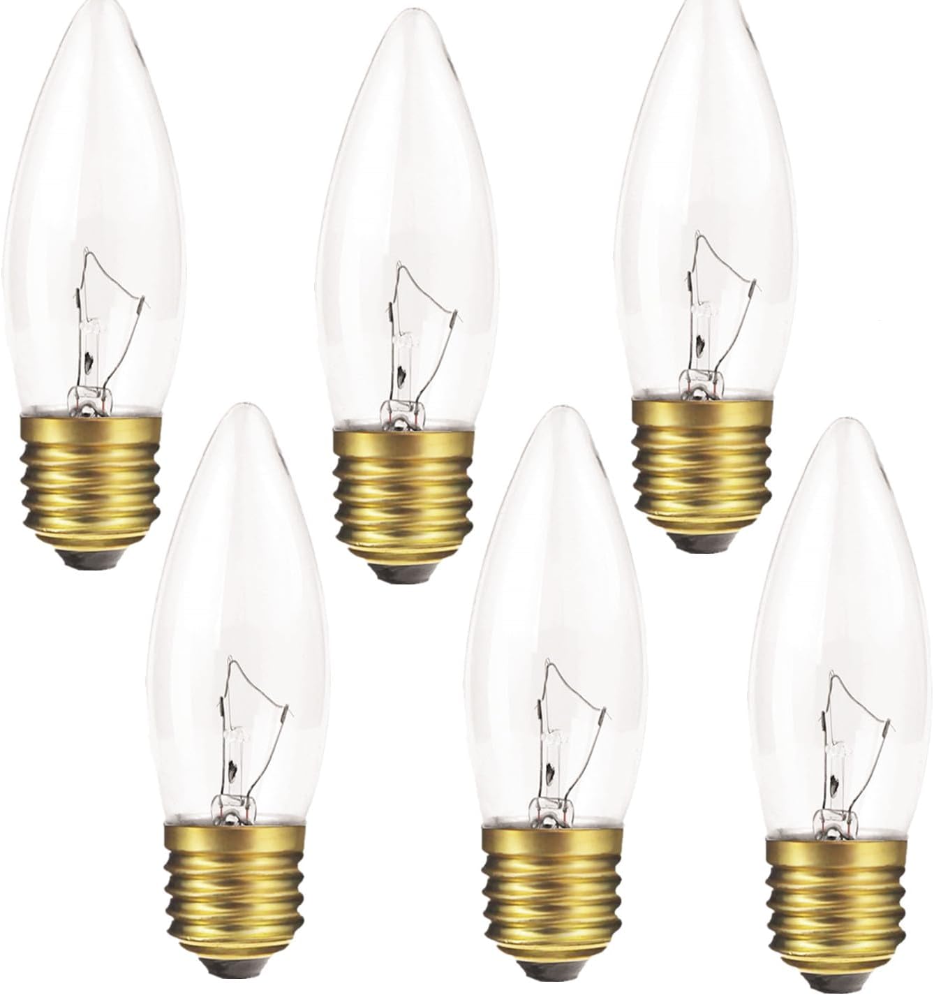 40W Incandescent Torpedo Tip Chandelier with Crystal Clear Incandescent ...