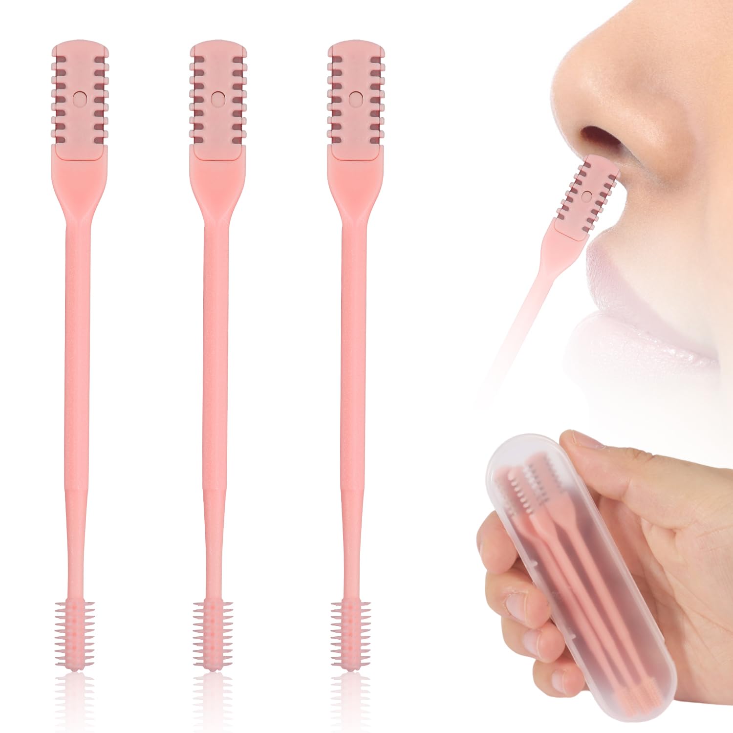 3pcs 2 in 1 Nose Hair Trimmer, 360° Rotating Nasal Hair Cutter Clipper ...