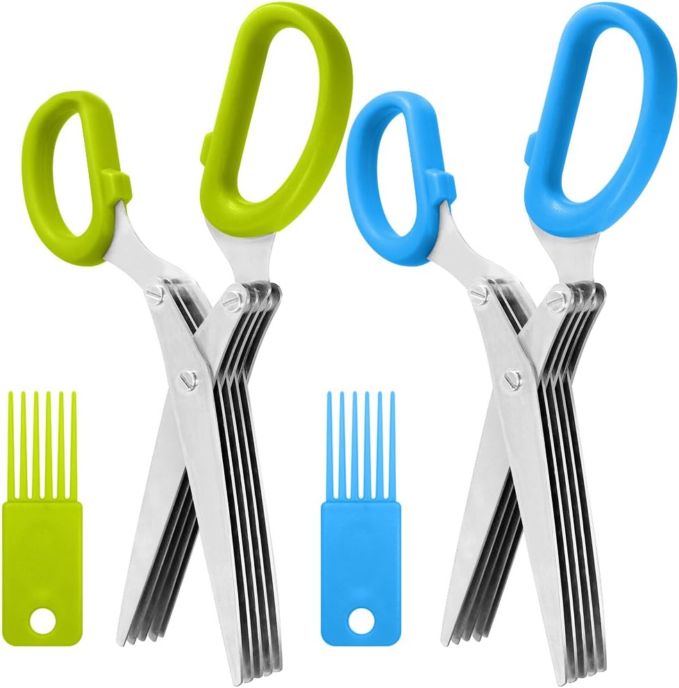 Amazon.com: 2 Packs Stainless Steel Herb Scissors, SourceTon Multi ...