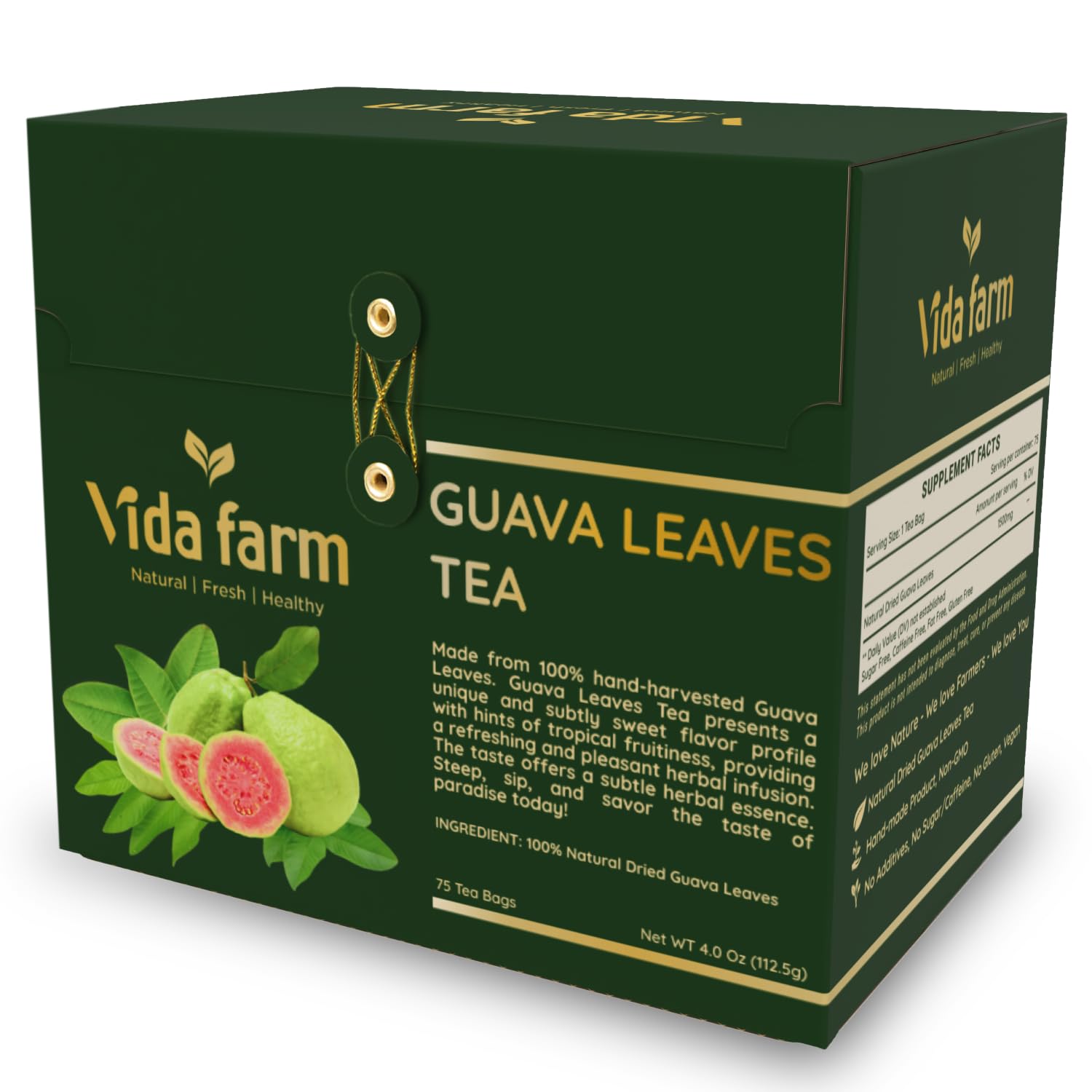 Amazon.com : VIDA FARM 75 Natural Guava Leaves Tea Bags - Hojas de ...