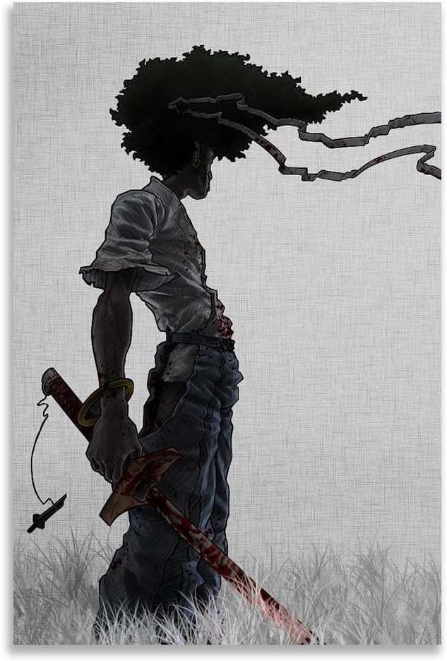 Amazon.com: Generic Afro Samurai Poster Anime Canvas Wall Art Black ...