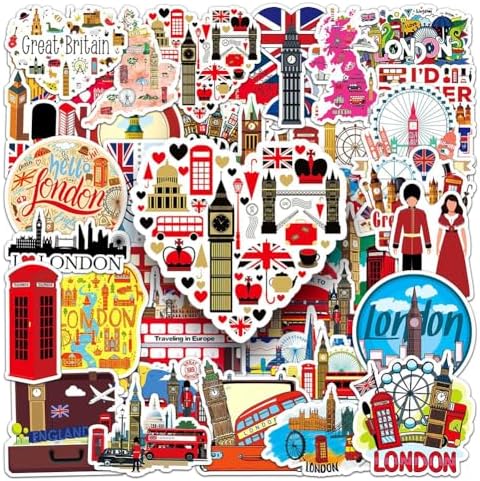 Amazon.com: London Stickers |50 Pcs British Style Waterproof Vinyl ...