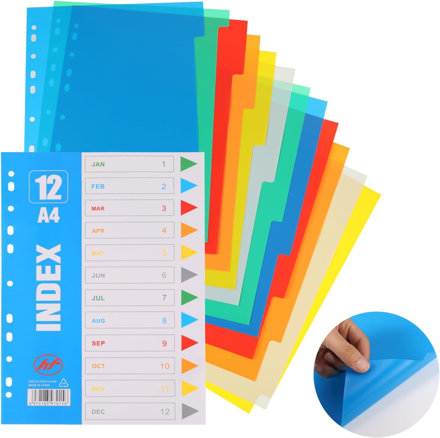 FRIUSATE A4 Filer dividers, 3 Pack Folder Dividers, 12 Part Plastic ...