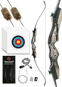 Amazon.com : THREE ARCHERS Archery Recurve Bow Set Takedown Wooden Bow ...