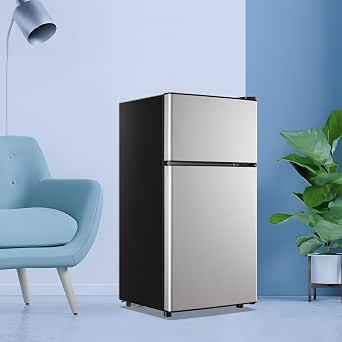 Amazon.com: TACOOL 2.4 Cu.ft Double Doors Mini Fridge with Freezer ...
