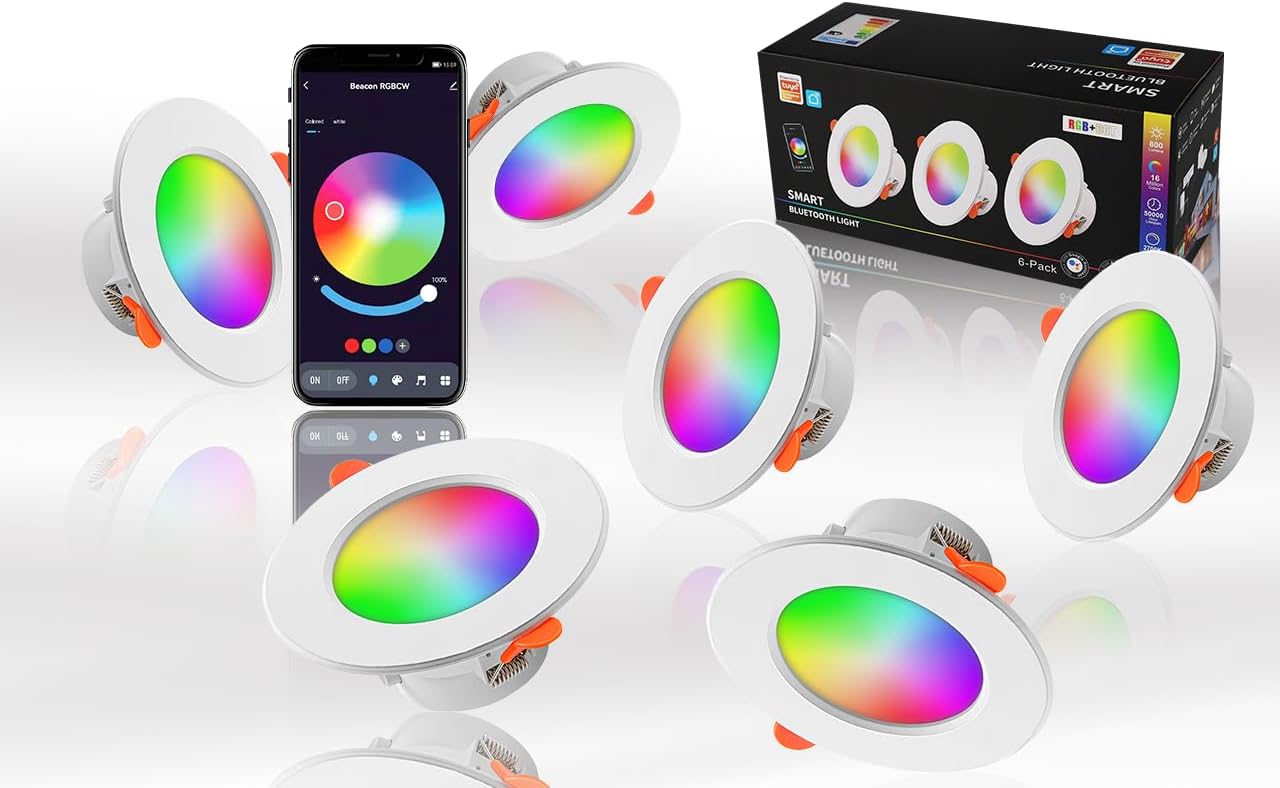 My Lighting RGB Led Downlight for Ceiling 4 inch 100W Equivalent 10W ...