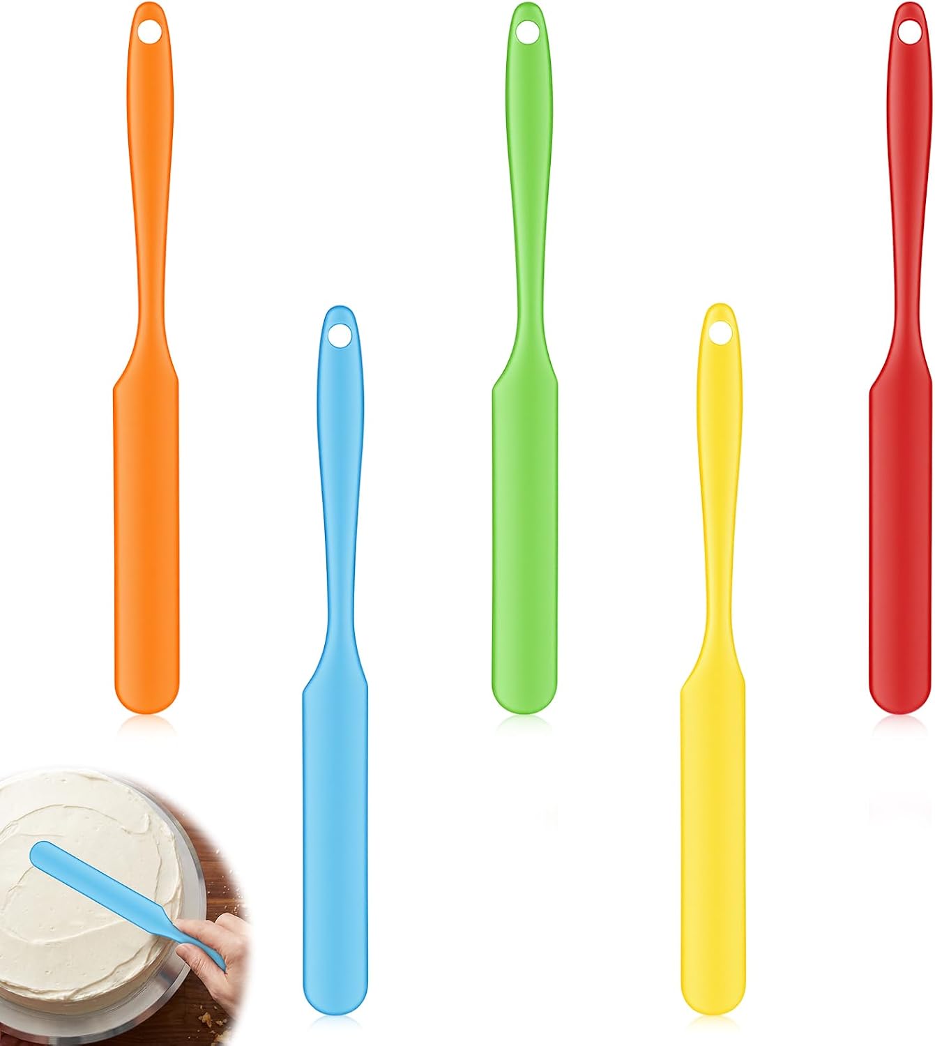 Amazon.com: 5 Pcs Thin Silicone Spatula for Spreading, 5 Colors Skinny ...