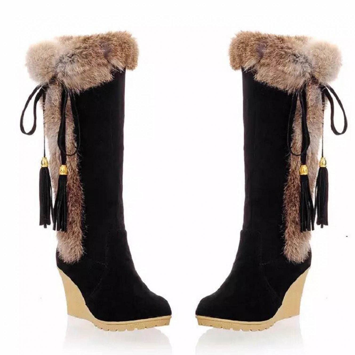 Amazon.com | Hbeylia High Heels Fuzzy Winter Snow Boots For Women ...
