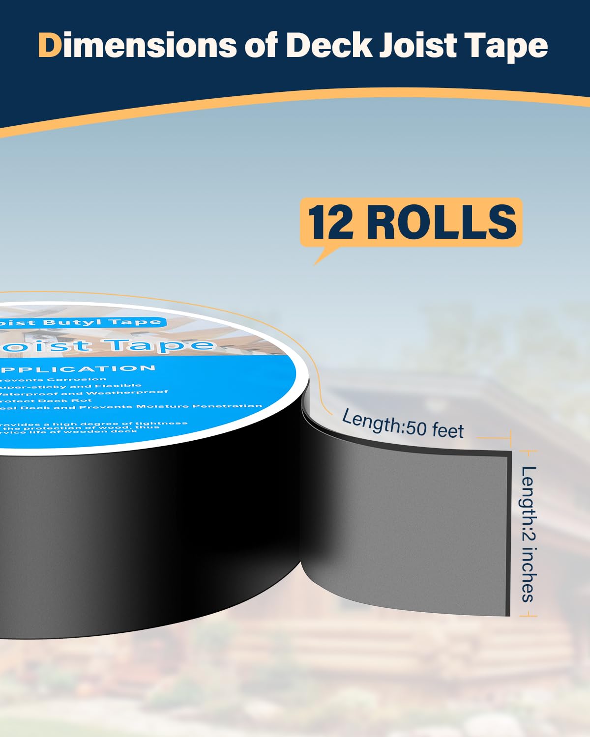 Snapklik.com : Joist Tape For Decking 2" X 50, 12 Pack Butyl Deck Joist ...