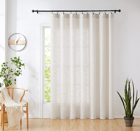 Amazon.com: Natural Sliding Door Curtain 84" Sheer Linen Curtains for ...