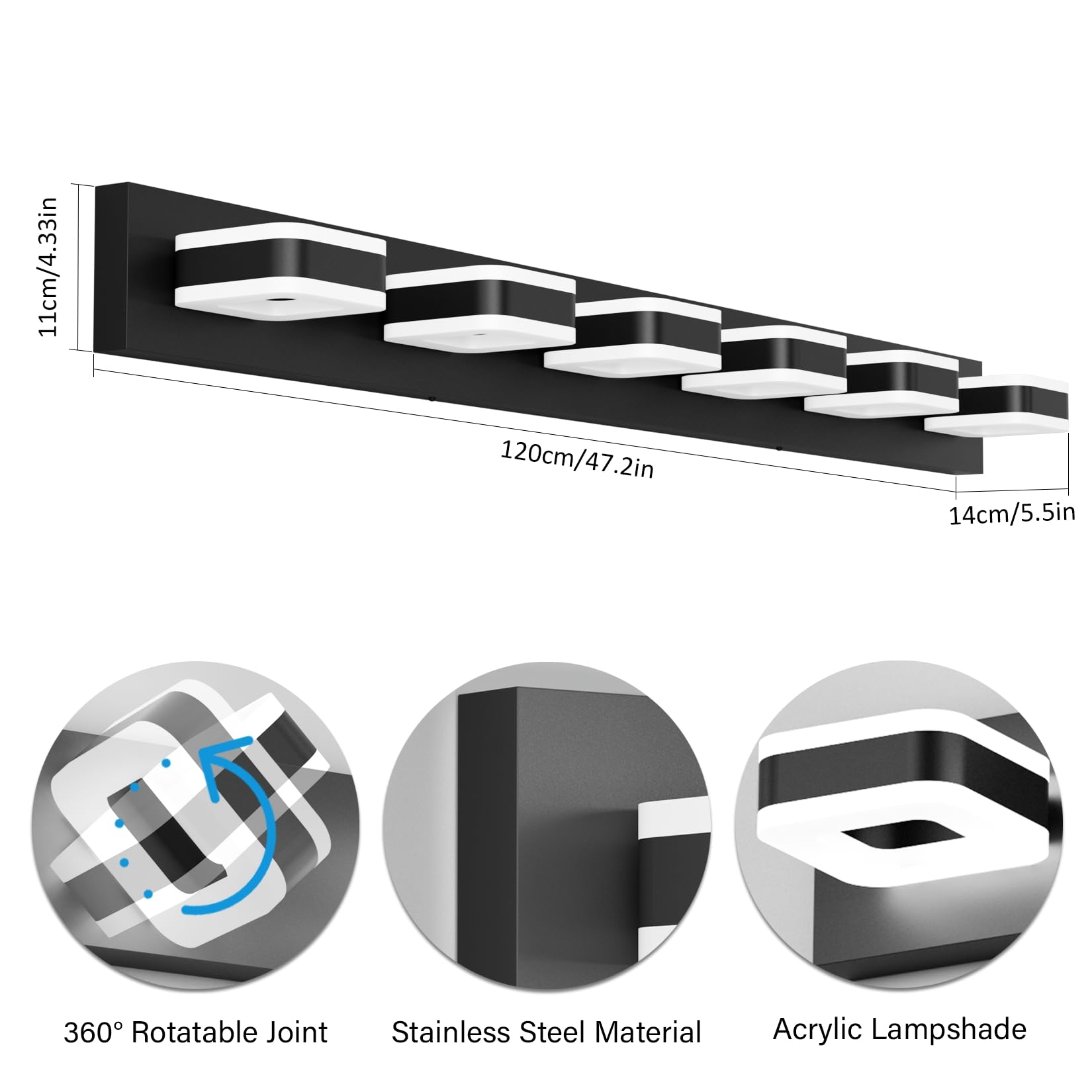 Snapklik.com : Tipace LED Modern Bathroom Vanity Light Fixtures (6 ...