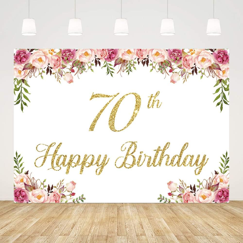 Amazon.com : Vlipoeasn Elegant White Happy 70th Birthday Decorations ...