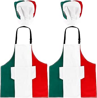 Amazon.com: 8 Pcs Italian Chef Hat and Apron Italian Costume Fabric Bib ...
