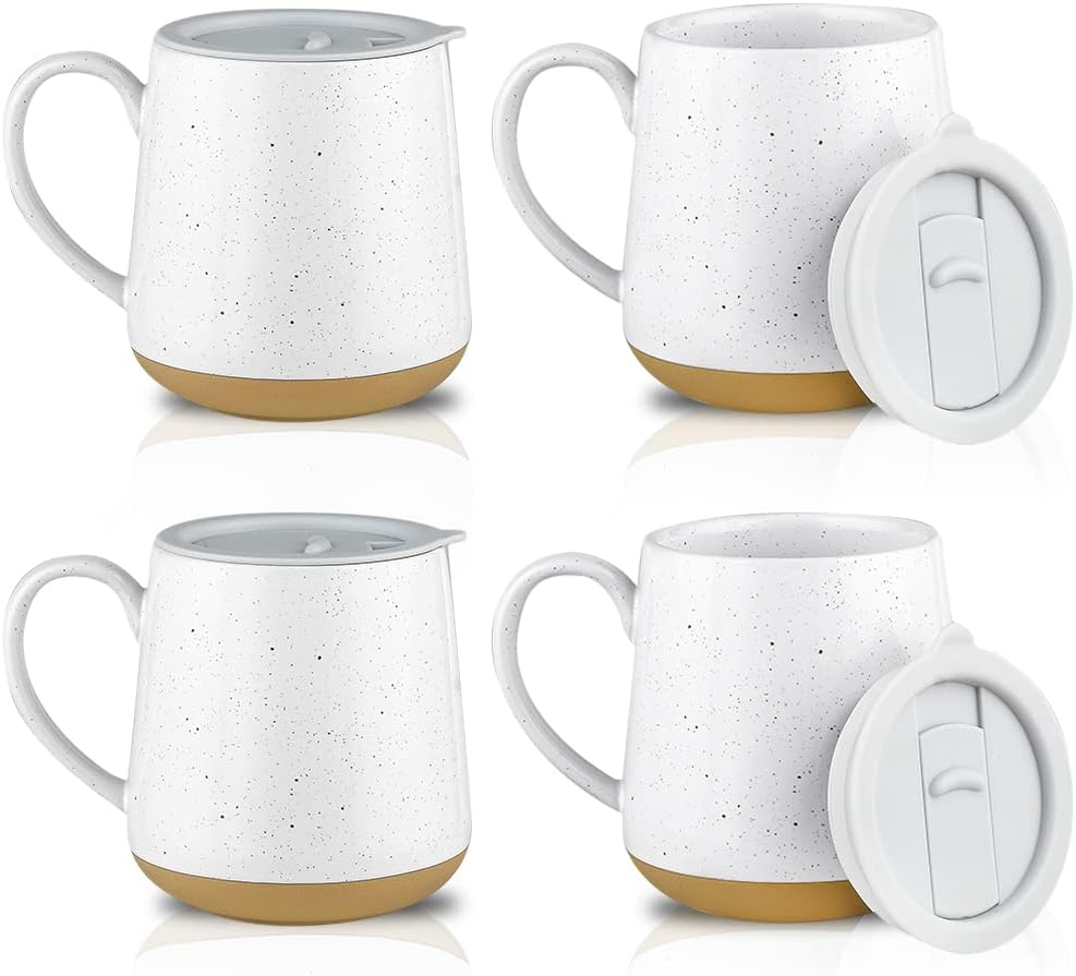 Amazon.com: MITBAK 6-Pack Ceramic Coffee Mug Set with Lids (16-Ounce ...