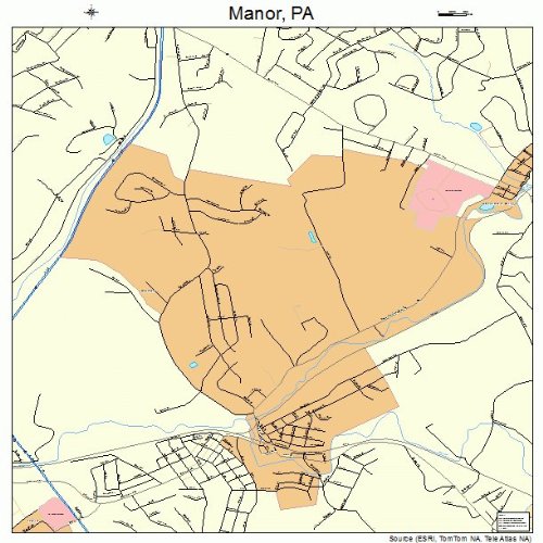 Large Street & Road Map of Manor, Pennsylvania PA - Printed poster size ...