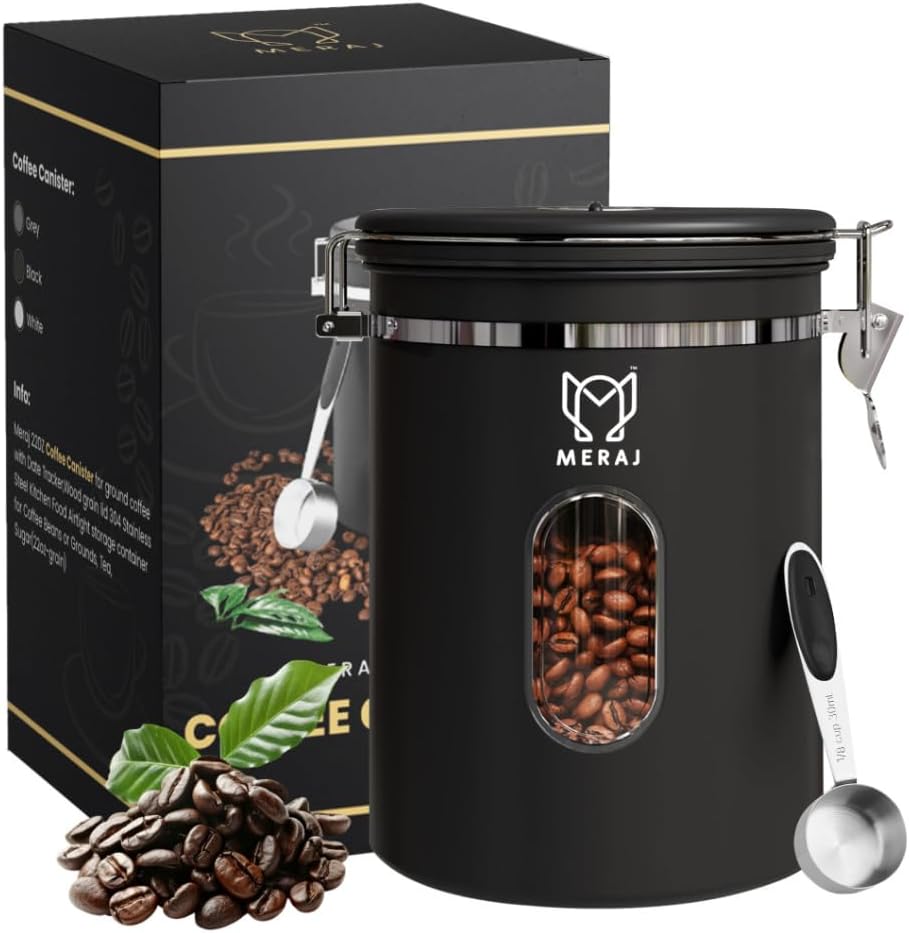 Amazon.com: GMISUN Coffee Canister, 33 fl oz/1L Black Grounds Container ...