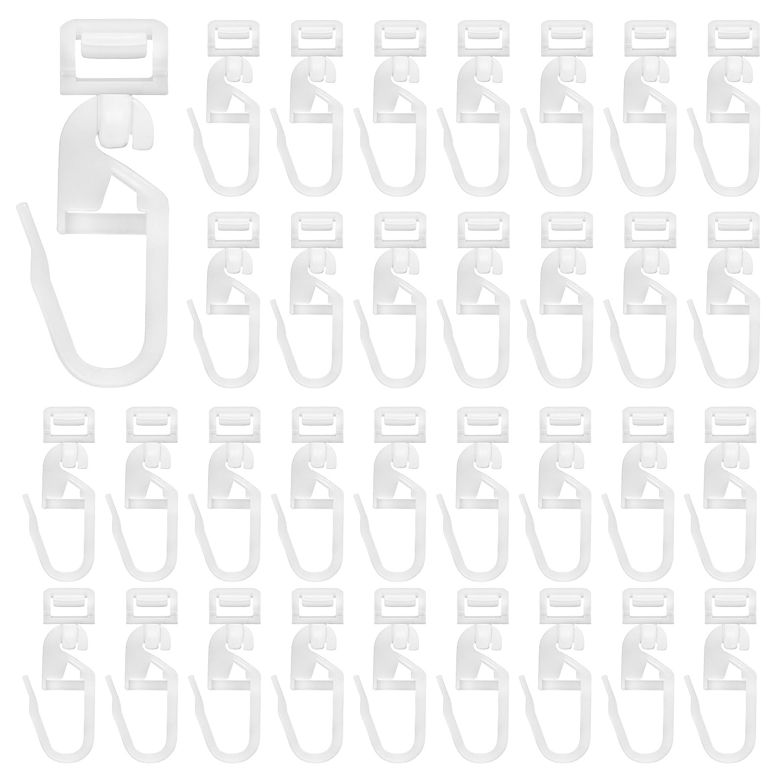 Curtain Clips ZZLZX 60PCS Curtain Track Pulley Hooks, White Plastic ...