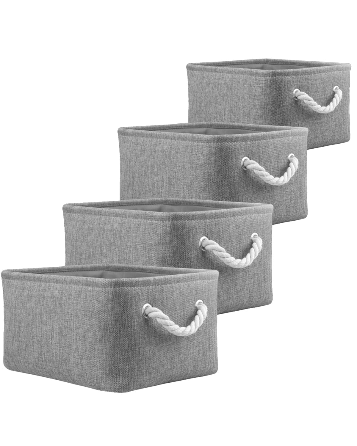 Mangata Small Soft Linen Storage Boxes, Multi-Size, Rectangular ...