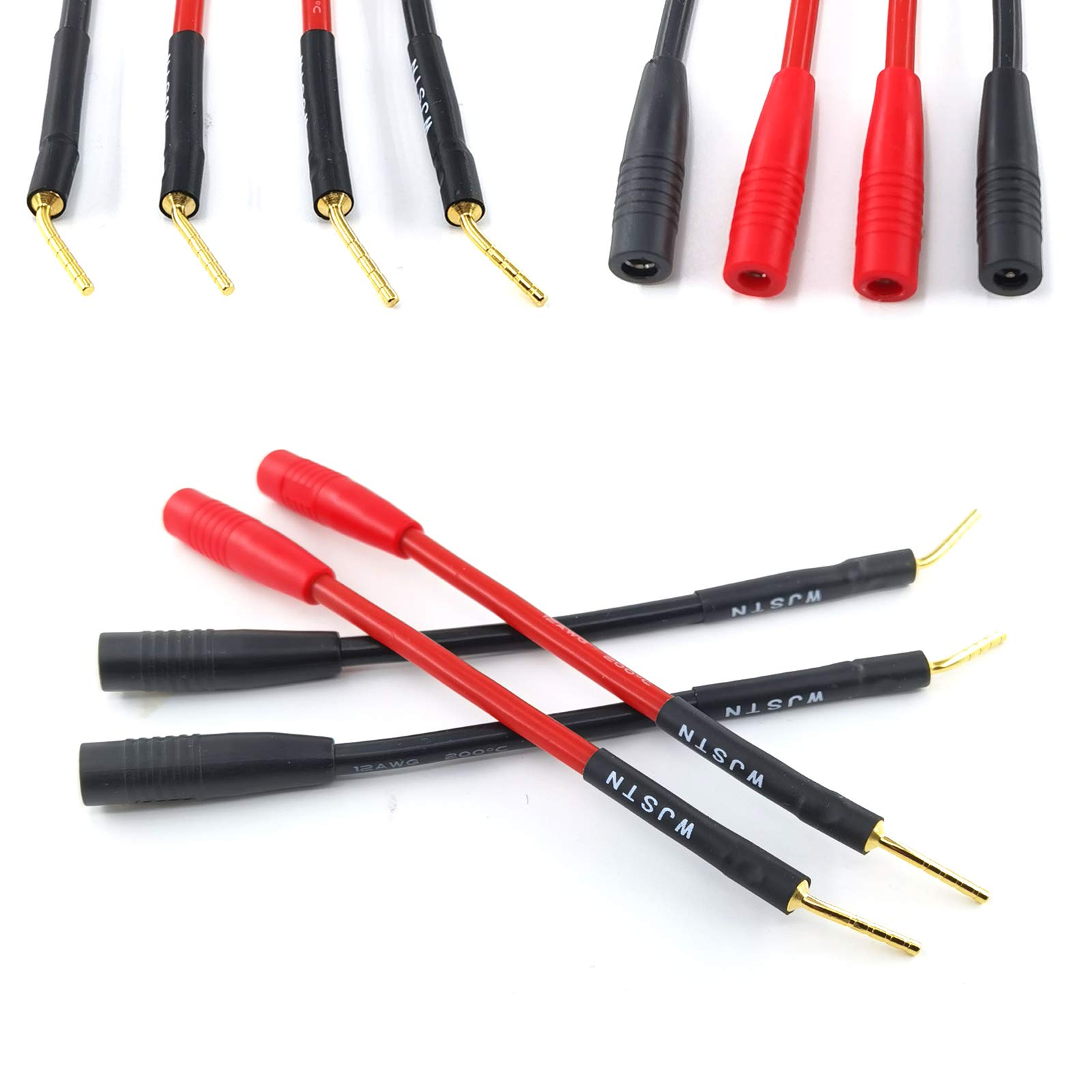 Snapklik.com : WJSTN 2mm To 4mm Banana Plug Adapter, 3 Inch Cable, 4 Pack