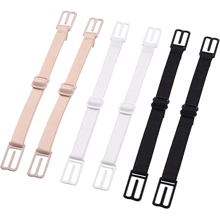 6 Piece Bra Strap Clips Elastic Non-slip Strap Holder, Black, Beige ...