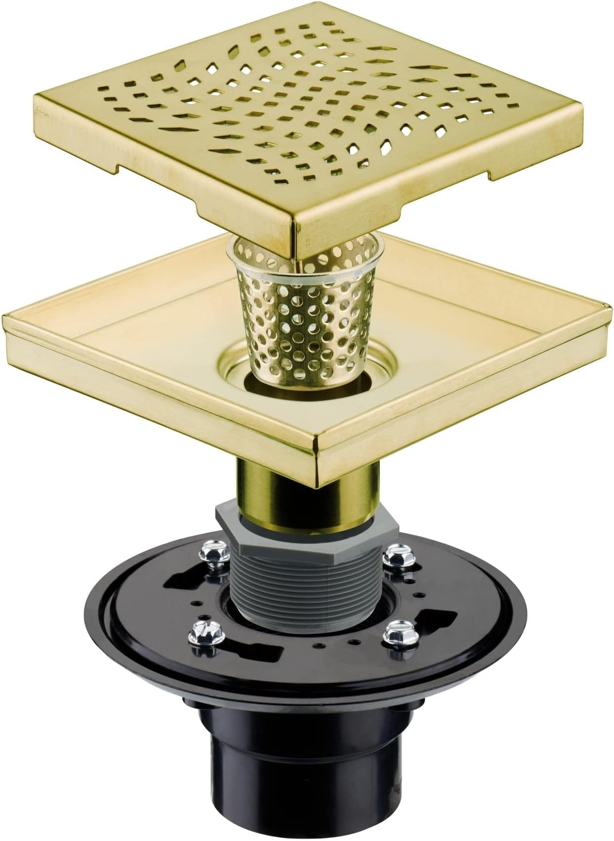 Wedi Fundo Drain Cover Set - 4" x 4" - Polished Brass - US1000055 ...
