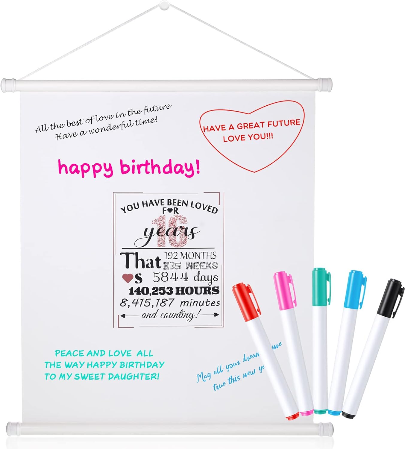 Amazon.com: Spakon Sweet Birthday Poster Decorations Rose Gold Wall Art ...