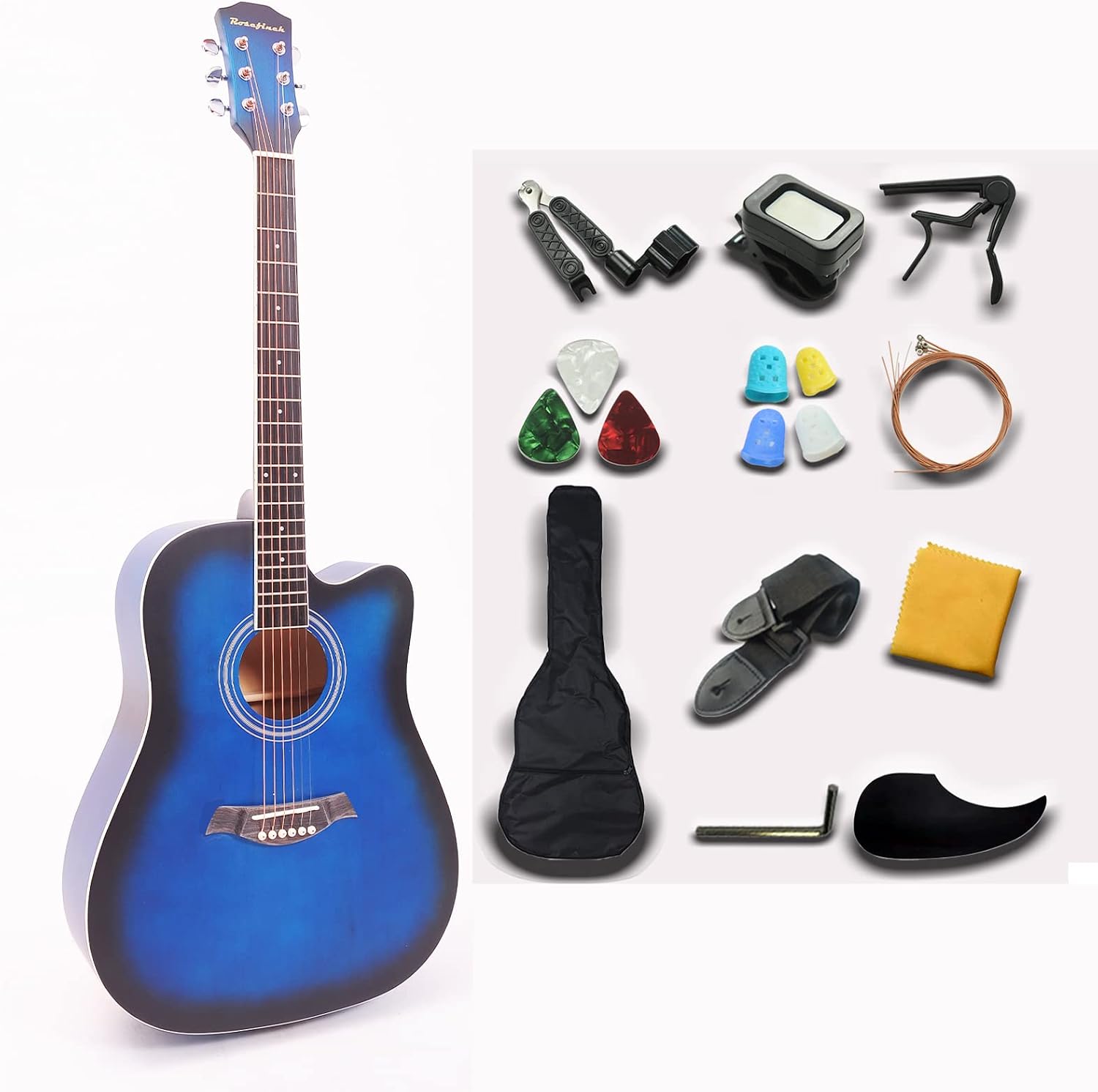 Amazon.com: 41 inch Acoustic Guitar Full Size Cutaway Folk Guitar ...
