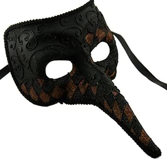 Amazon.com: Zanni Venetian Mask Black and Copper Masquerade Halloween ...