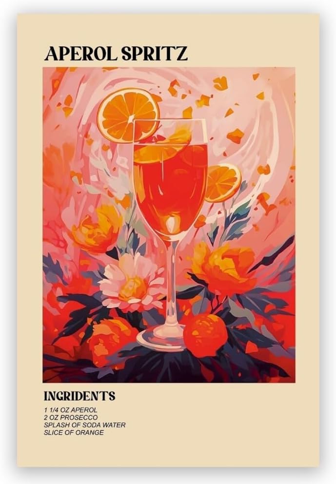 Amazon.com: GyXzodonti Aperol Spritz Cocktail posters retro cocktail ...