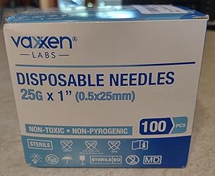 Amazon.com: Vaxxen Labs Disposable 25G x 1" Luer Lock (Box of 100) : Industrial & Scientific