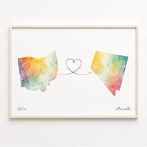 Amazon.com - Ohio to Nevada Print, Watercolor Map Poster, Nevadan ...