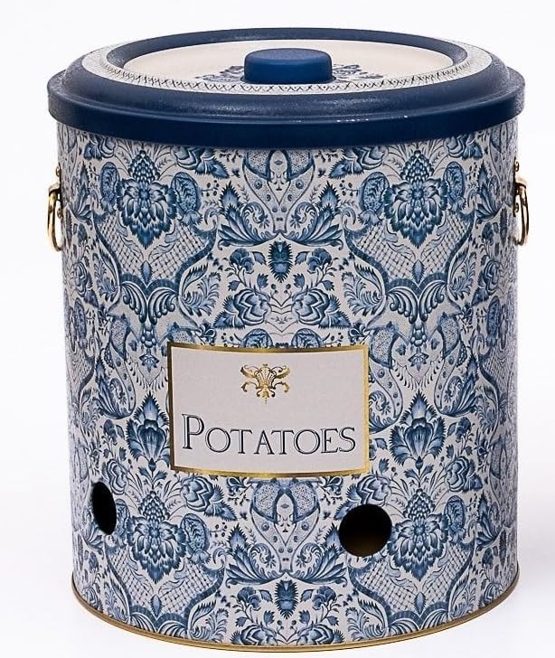 Nobel Blue Floral Pattern Design Canister Tin (Round Potatoes) : Amazon ...