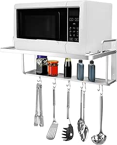QWORK® Étagère Micro-Ondes Suspendue, Micro-Ondes Mural, Support Micro ...