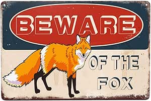 Amazon.com: Beware Of The Fox Metal Sign Warning Sign Safety Signs For ...